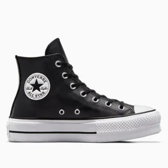 Converse | Shoes | Coverse Black Leather High Top Platform Lug Sole ...
